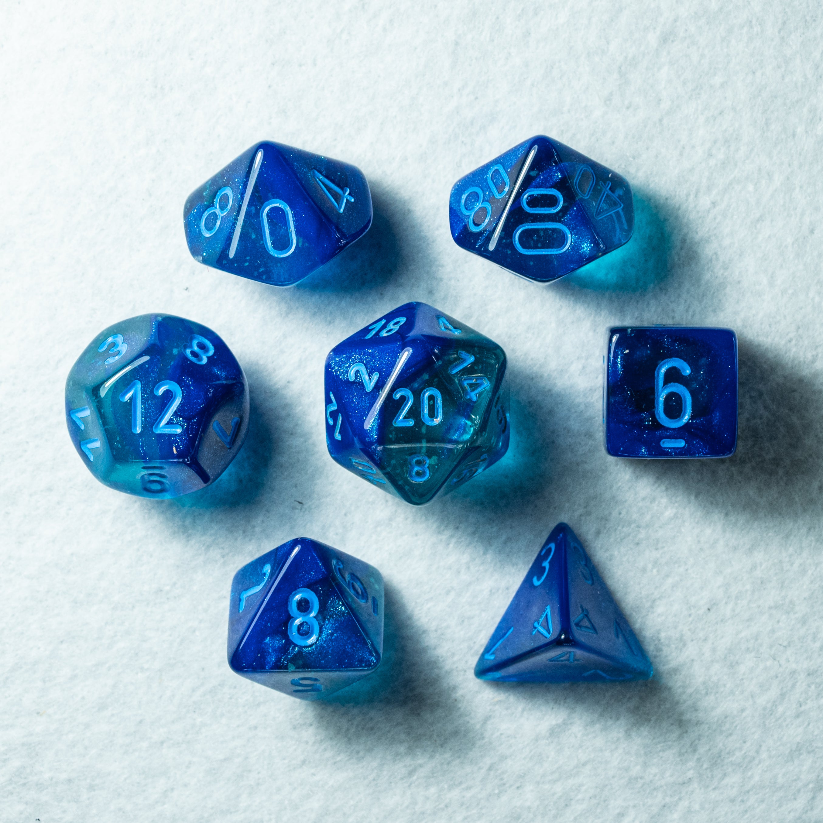 Gemini Bleu-Bleu / Bleu clair Luminary | Set de dés JDR